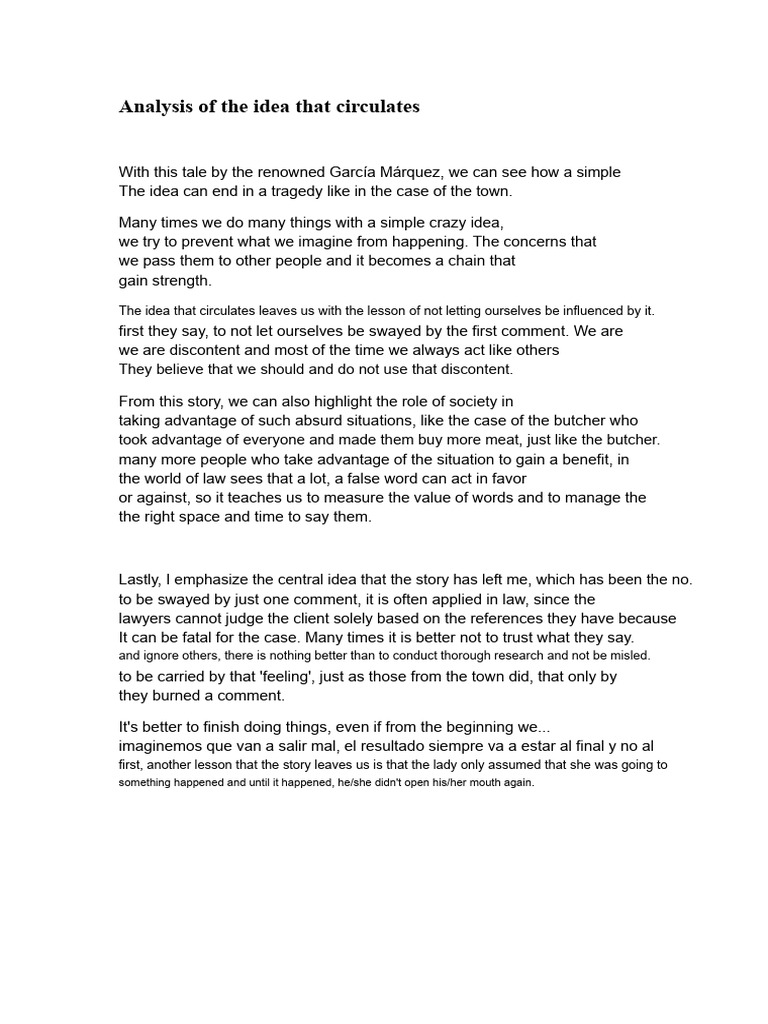 Analysis of The Idea That Goes Around | PDF