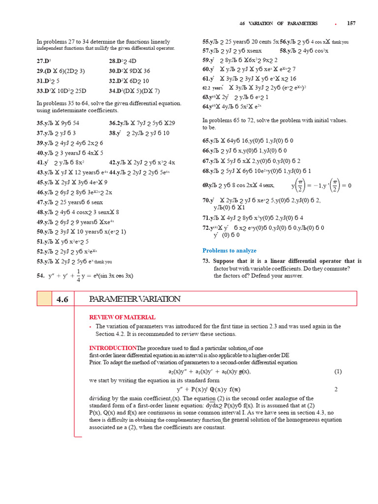 Variation of Parameters | PDF | Equations | Ordinary Differential Equation
