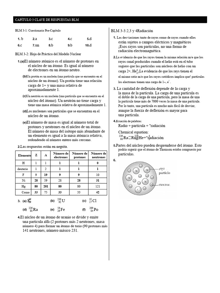 Capítulo 3 Respuestas Del Examen de Práctica 4u1 | PDF | Núcleo atómico ...