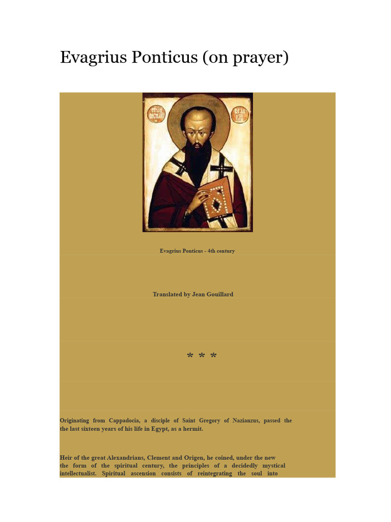 Evagrius Ponticus on Mystical Prayer | PDF | Christian Mysticism | Prayer