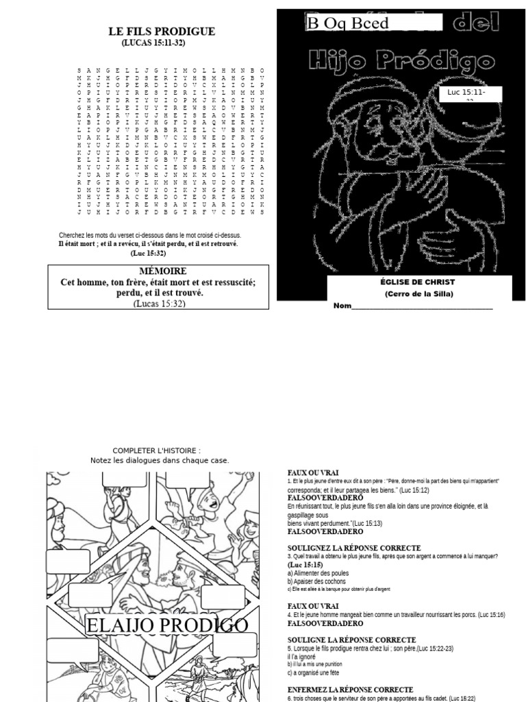 Le Fils Prodigue : Analyse de Luc 15 | PDF | Paraboles de Jésus ...