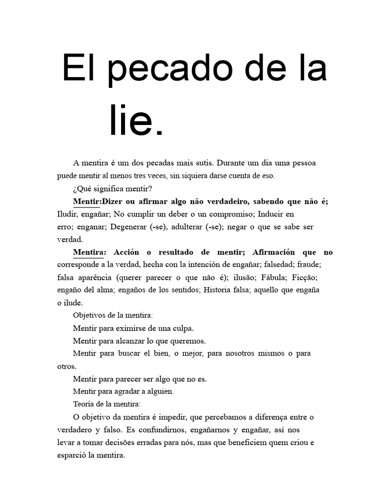 El Pecado De La Mentira Corregido | PDF | Mentira | Verdad