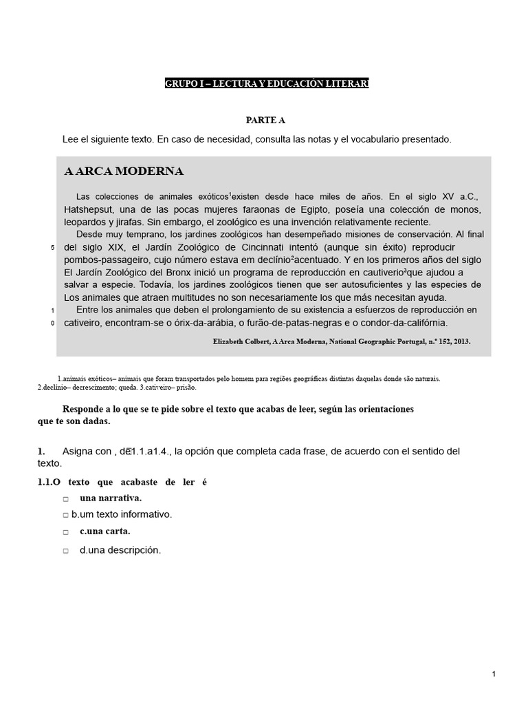 Lectura - texto informativo sobre animales | PDF | zoo