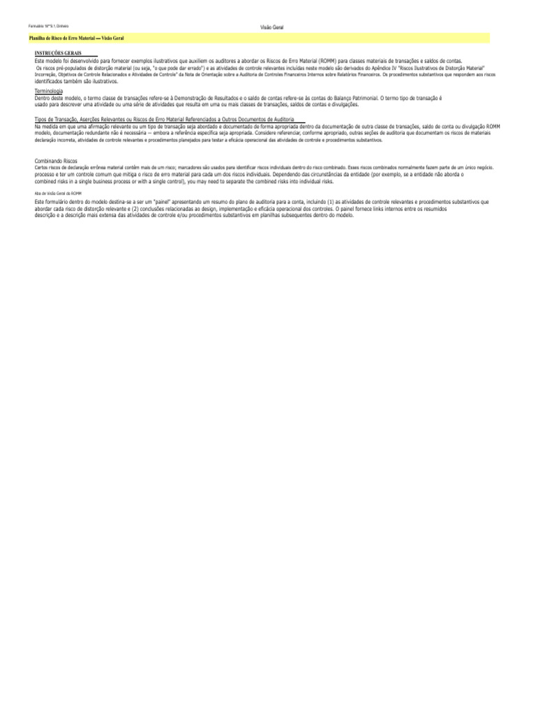 Modelo de Trabalho Ilustrativo para Teste de ROMM e Realização de ...