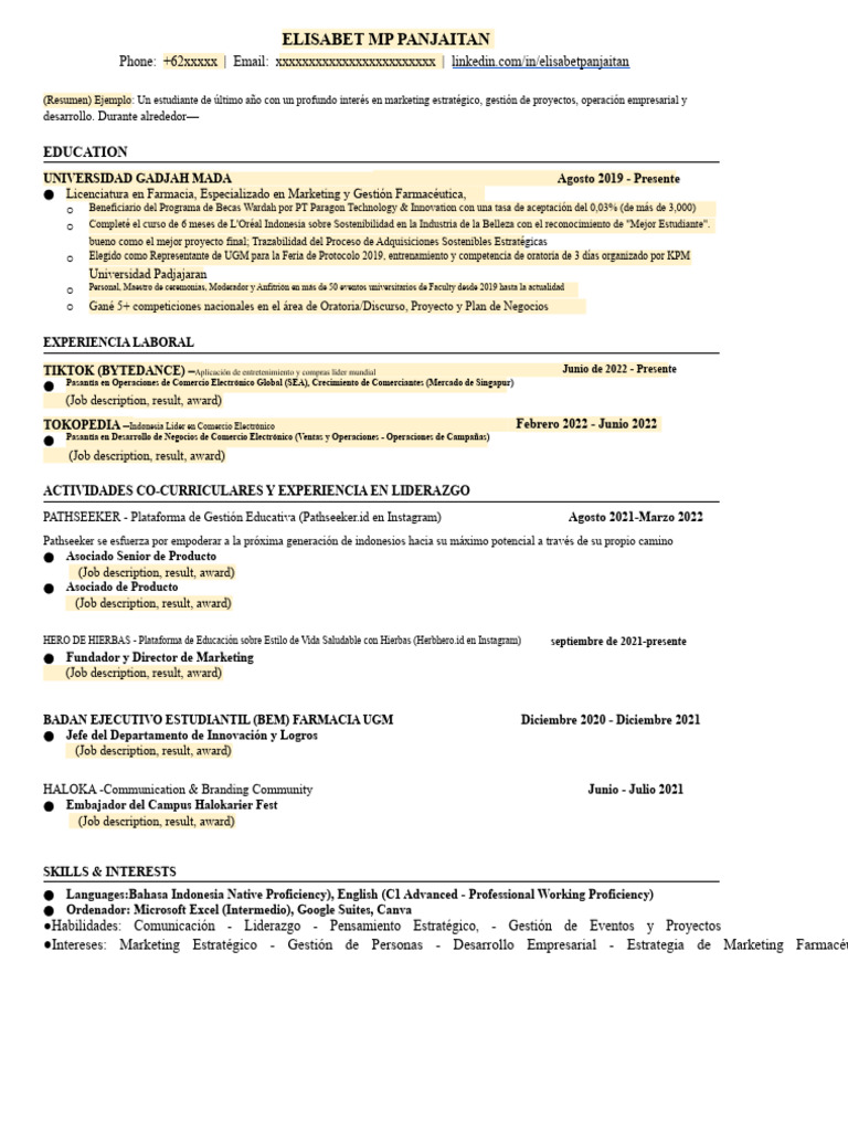 Plantilla de CV Al Estilo Harvard | PDF | Business | Economias