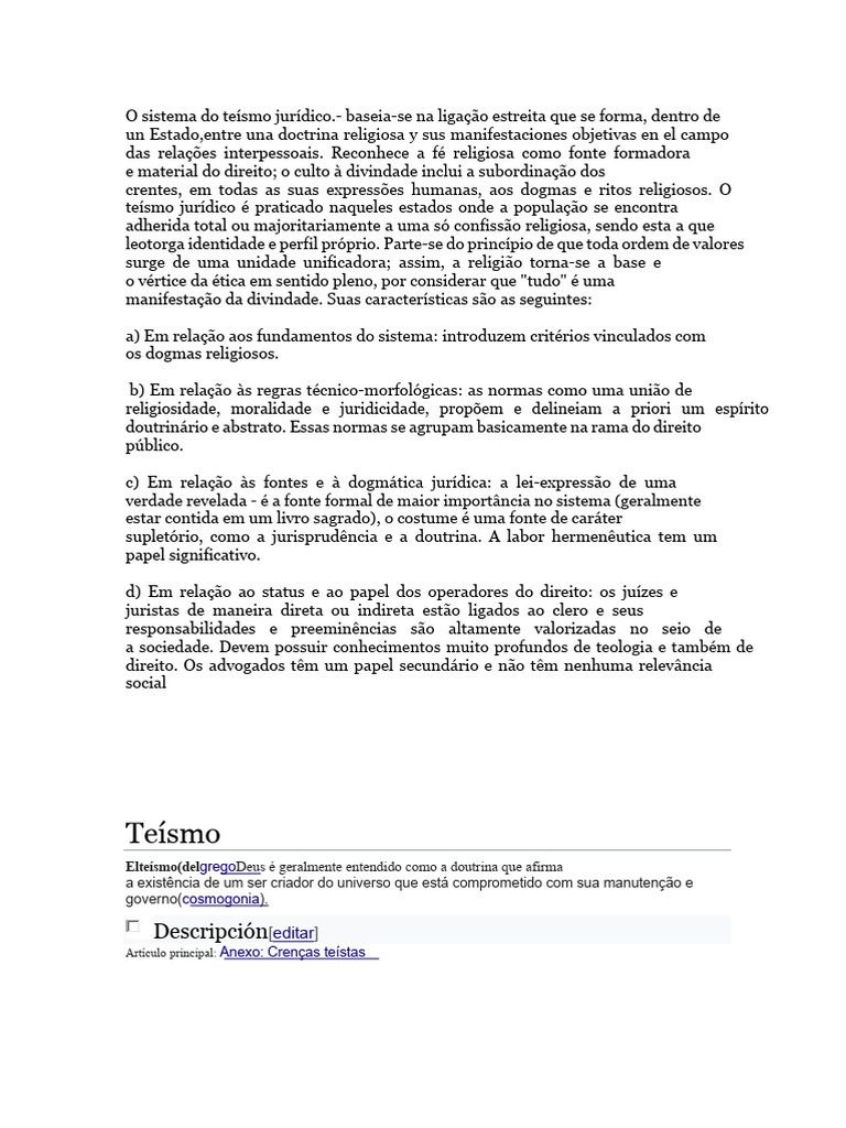 Teísmo Jurídico: Fundamentos e Características | PDF | Doutrina | Teologia