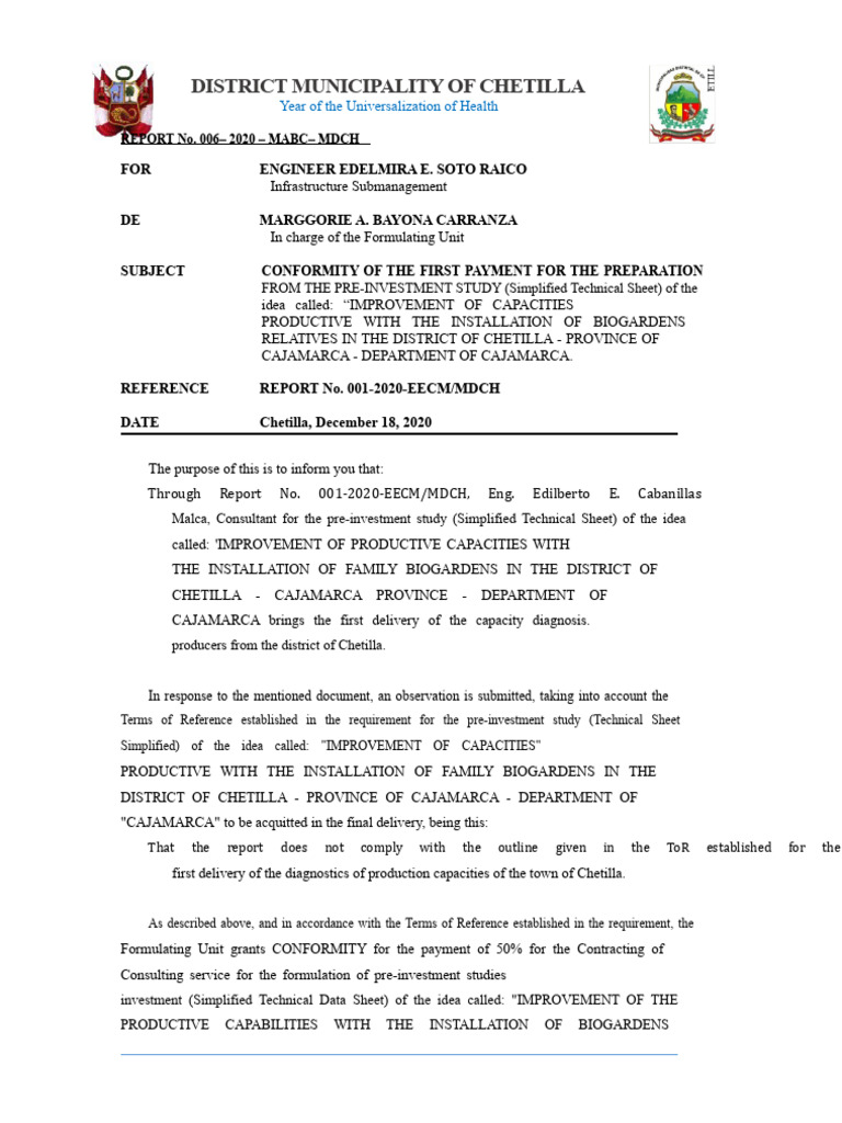 Report 06 - 2020 - PRE-INVESTMENT STUDY COMPLIANCE - PRODUCTION ...