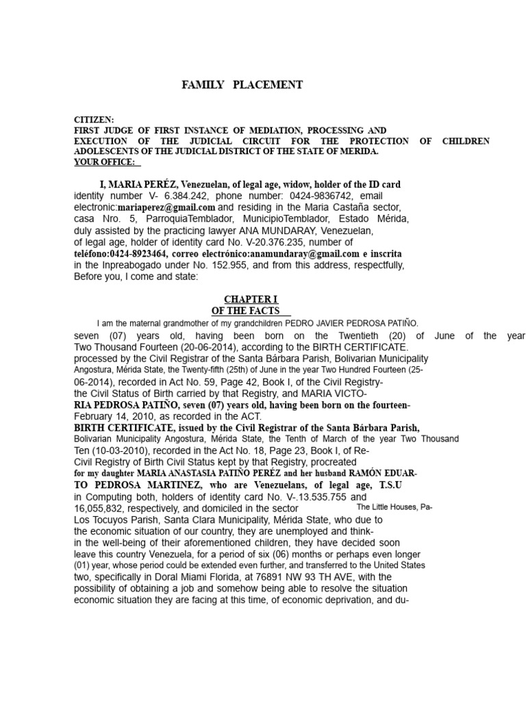 FAMILY PLACEMENT MODEL | PDF | Identity Document | Birth Certificate
