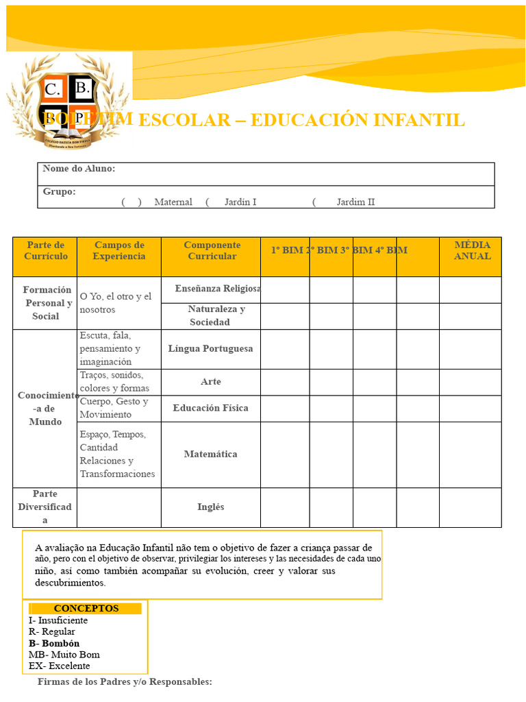 649860887 Boletín Escolar Ed Infantil (1) | PDF