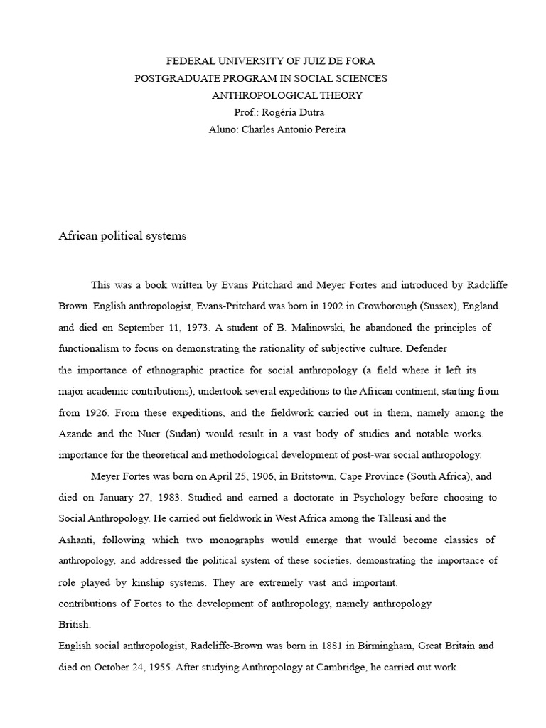 African Political Systems | PDF | Liberal Arts Education