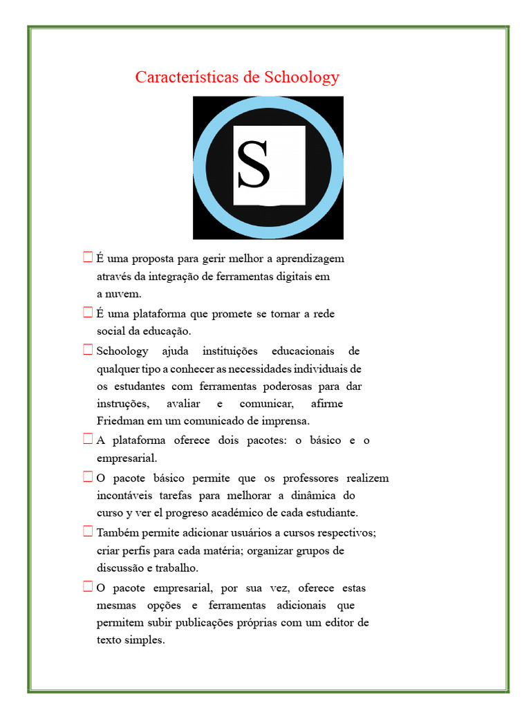 Características do Schoology | PDF