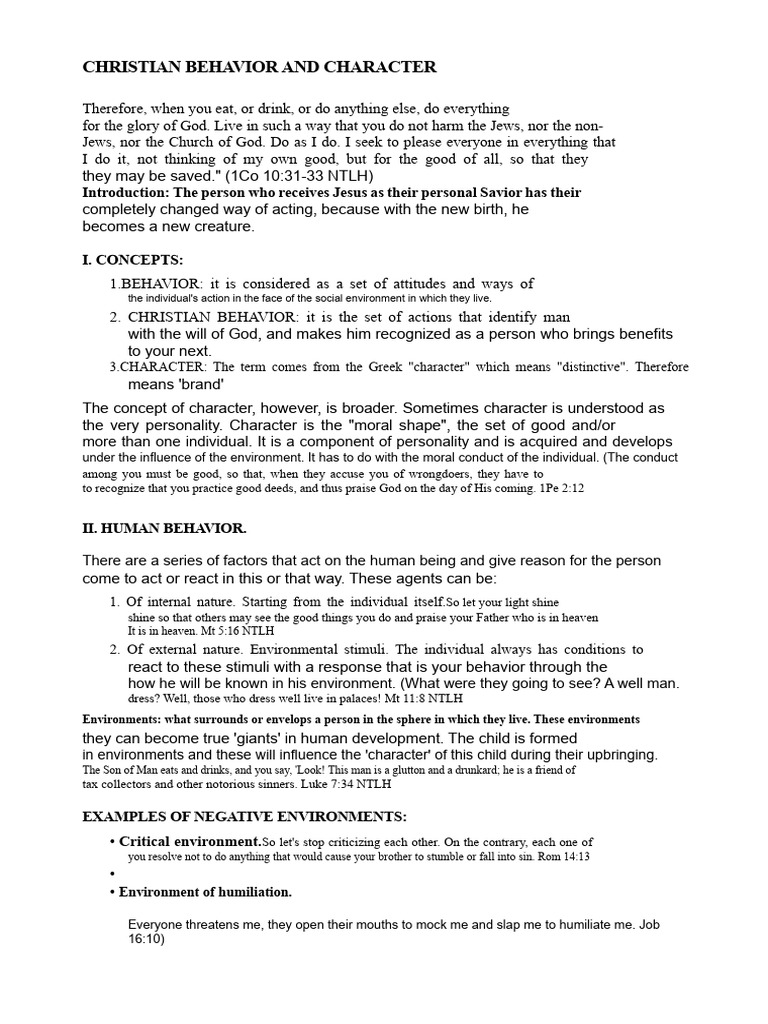 Christian Behavior and Character Insights | PDF | Behavior | Love