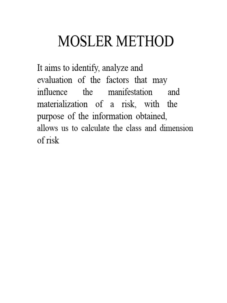 Mosler method for risk assessment | PDF | Risk | Risk Assessment