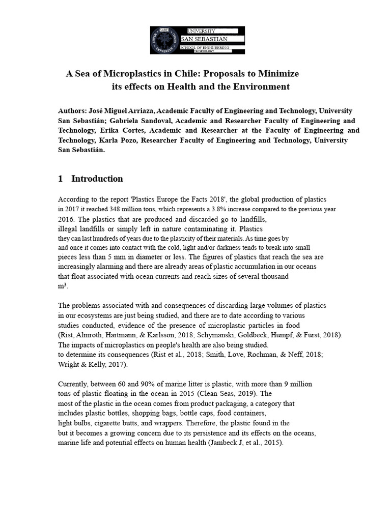 Arriaza Et Al. 2019. A Sea of Microplastics in Chile, Proposals To ...
