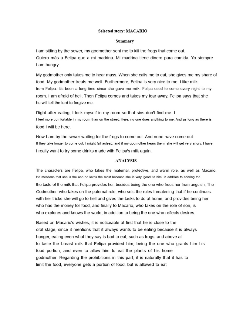 MACARIO - Summary and analysis | PDF | Hell