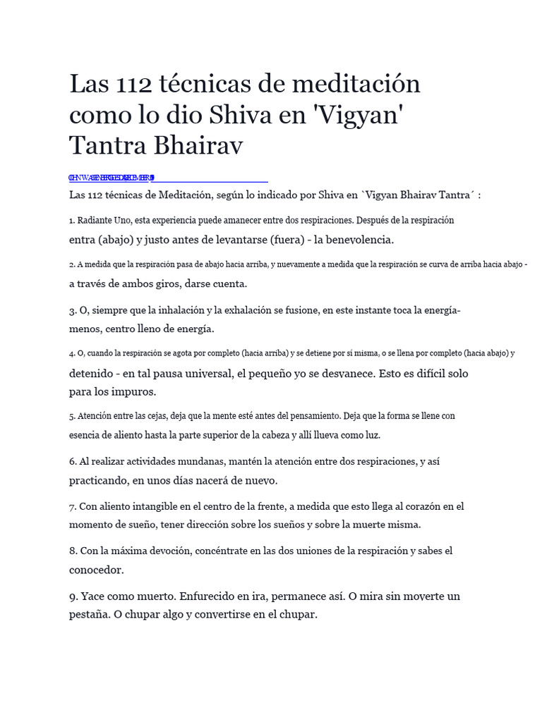 Las 112 Técnicas de Meditación, Según Shiva | PDF | Sonido | Meditación