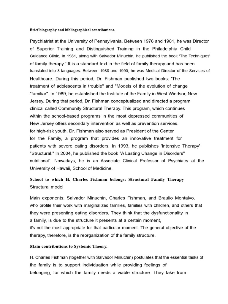 Charles Fishman | PDF | Family Therapy | Psychotherapy