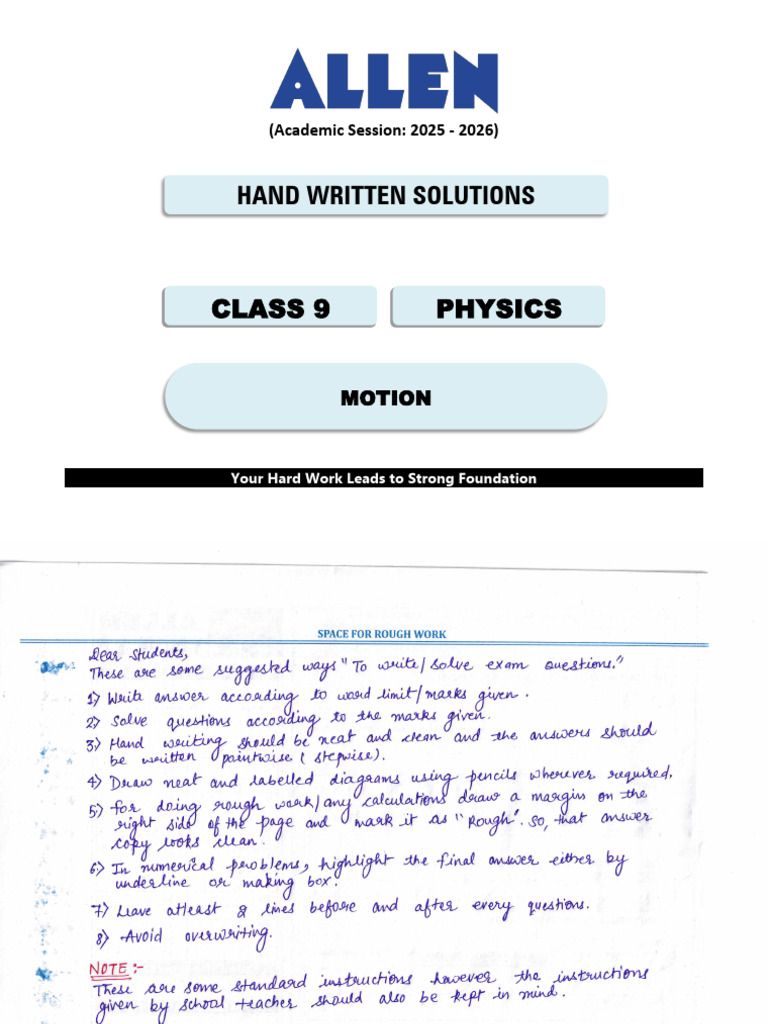 Handwritten Solutions - Motion | PDF