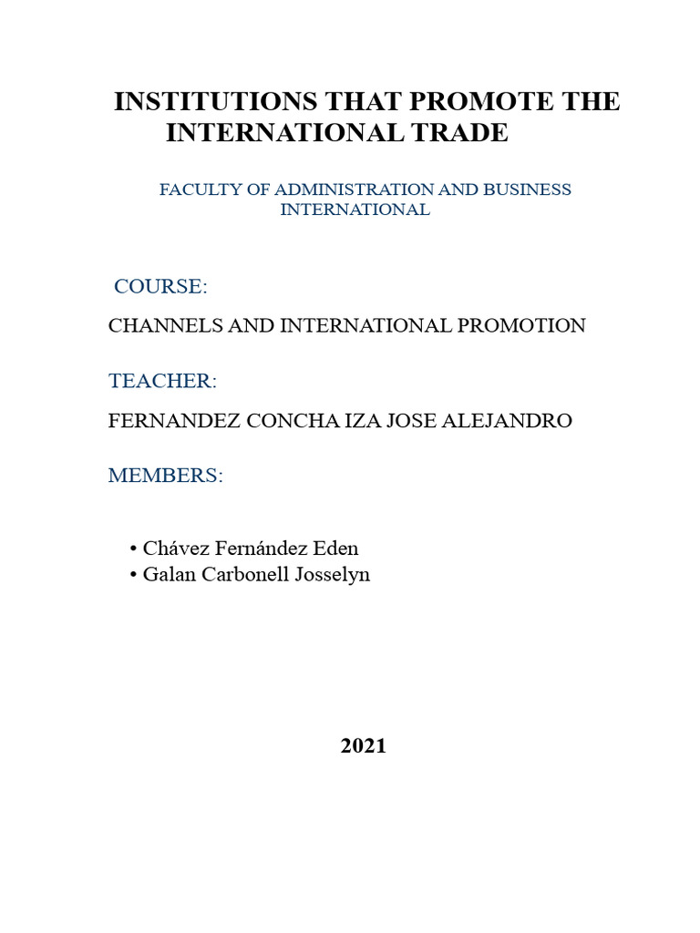 Institutions That Promote International Trade | PDF | Peru | Exports