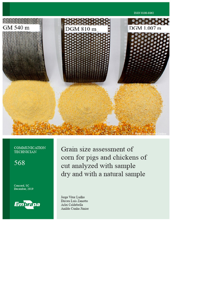 Evaluation of The Grain Size of Corn For Pigs and Broilers Analyzed ...
