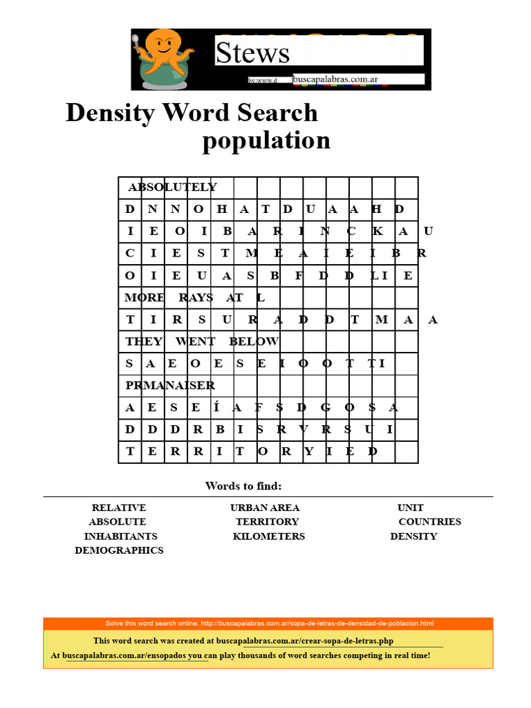 Word Search of Population Density | PDF
