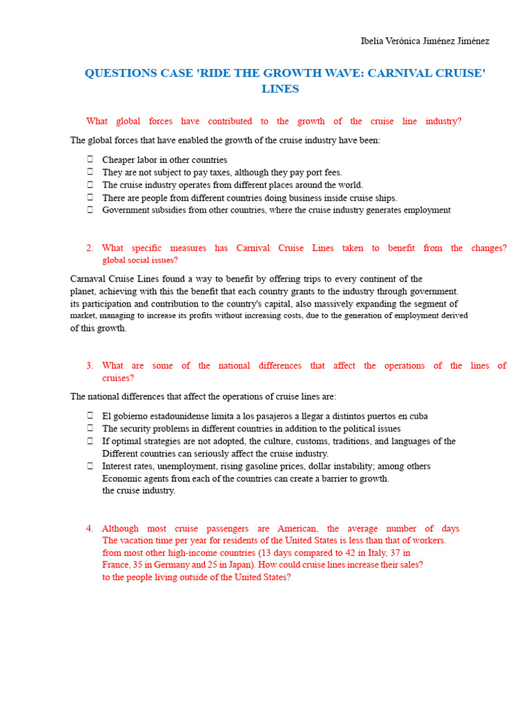 Questions Case Carnival Cruise Lines | PDF | Economics | Subsidy