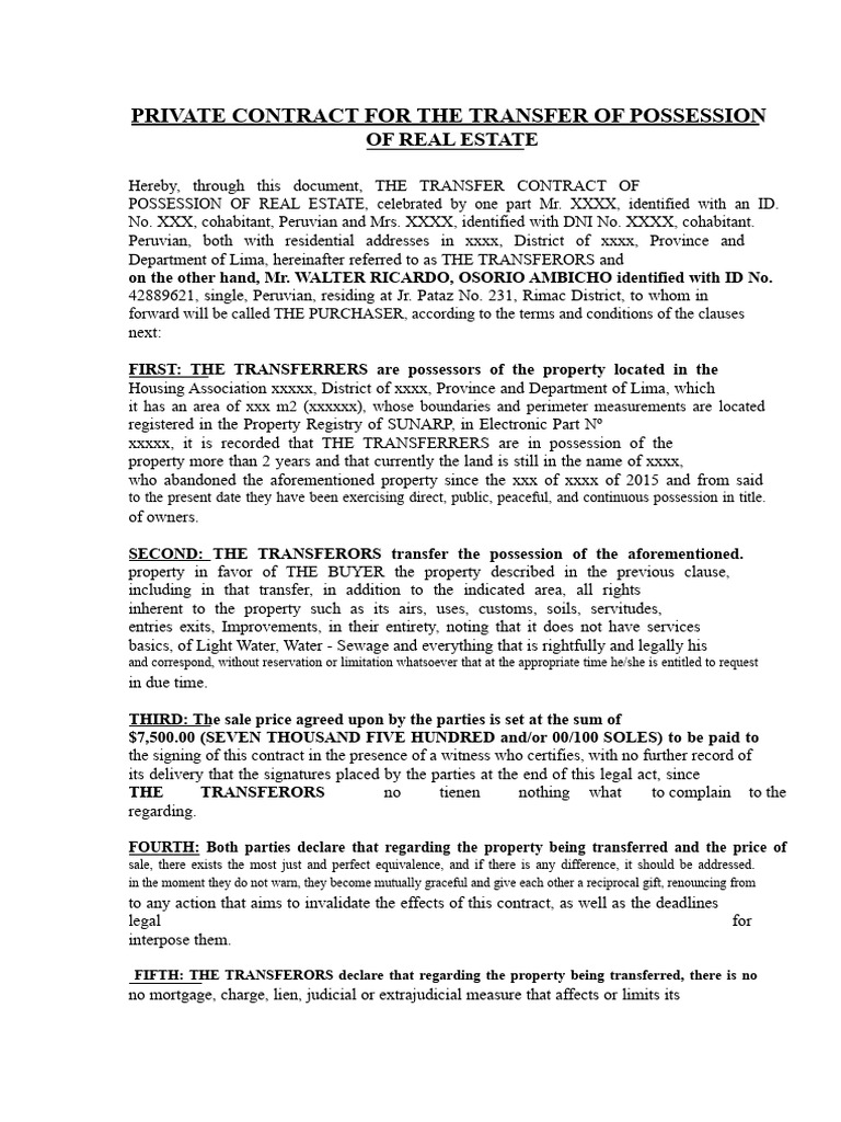 Contract For The Transfer of Real Estate | PDF | Mortgage Law | Natural ...