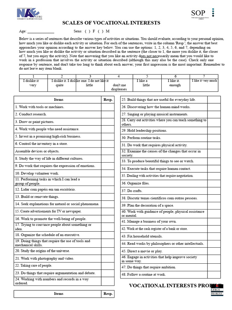 Vocational Interests Assessment Tool | PDF | Liberal Arts Education ...