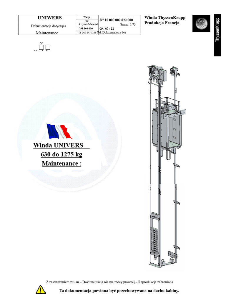 Winda UNIVERS 630 o wadze 1275 kg - Serwis - TEF-online | PDF