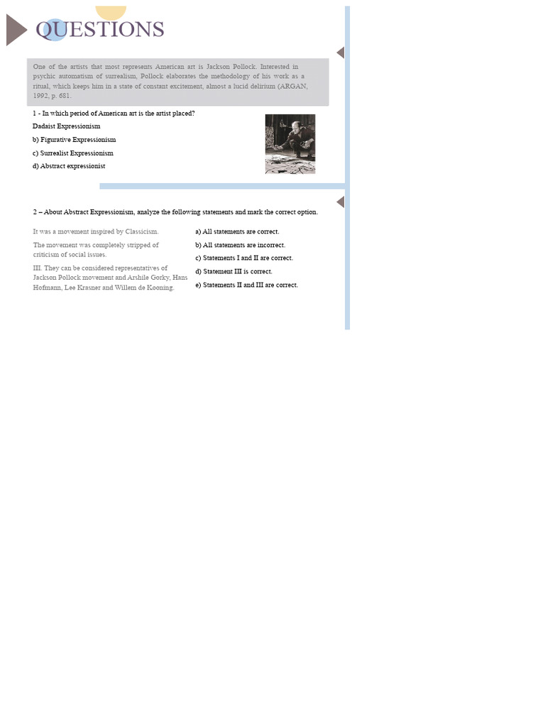 Abstract Expressionism - Questions | PDF