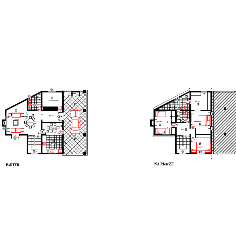 Dom Dwupiętrowy Z Tarasem - Kompletny Projekt - Plan AutoCAD | PDF