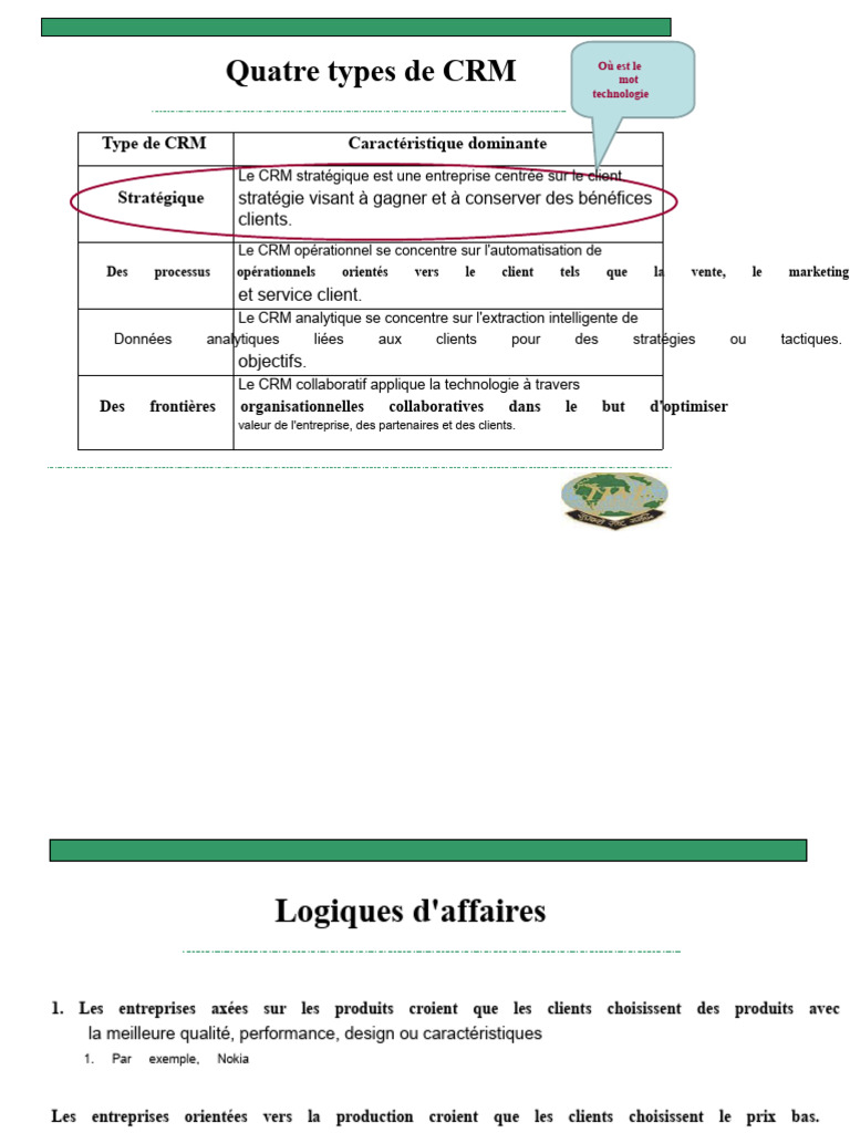 Types de CRM : Stratégies et Caractéristiques | PDF | Gestion de la ...