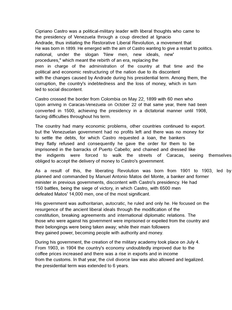 Essay on the Restorative Liberal Revolution | PDF | Venezuela | Government