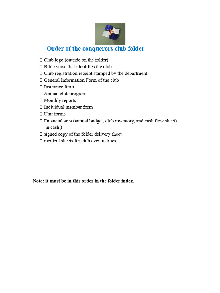 Order of The Folder of The Conquistadores Club | PDF