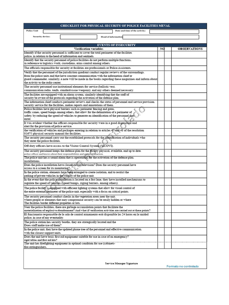 8_Checklist for Physical Security of Police Facilities MEVAL (1) | PDF ...