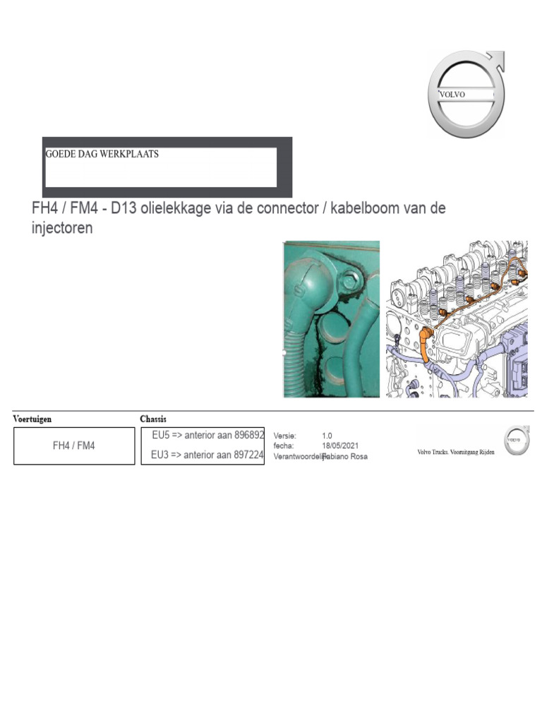 FH4 - FM4 D13 - olielekkage via de connector - bedrading van de ...