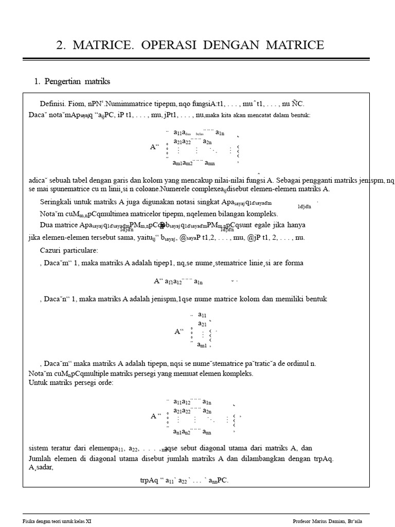 Operasi Dasar Matriks dalam Matematika | PDF