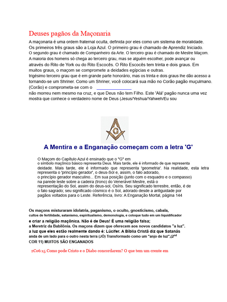 Pacote de Ensinamentos Maçônicos com Oração | PDF | Maçonaria | Loja ...