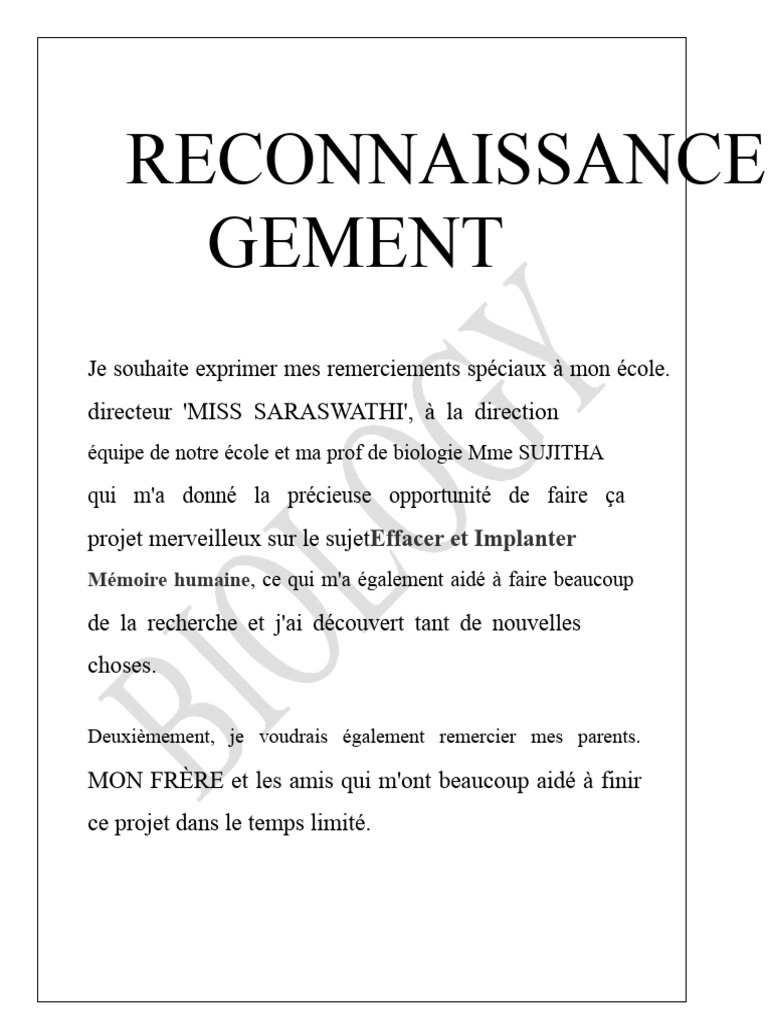 Effacement et Implantation de Mémoire | PDF | Cerveau | Traumatisme ...