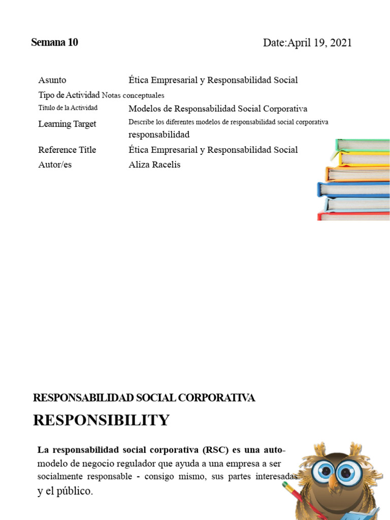 Semana 10 - Modelos de Responsabilidad Social Corporativa | PDF ...
