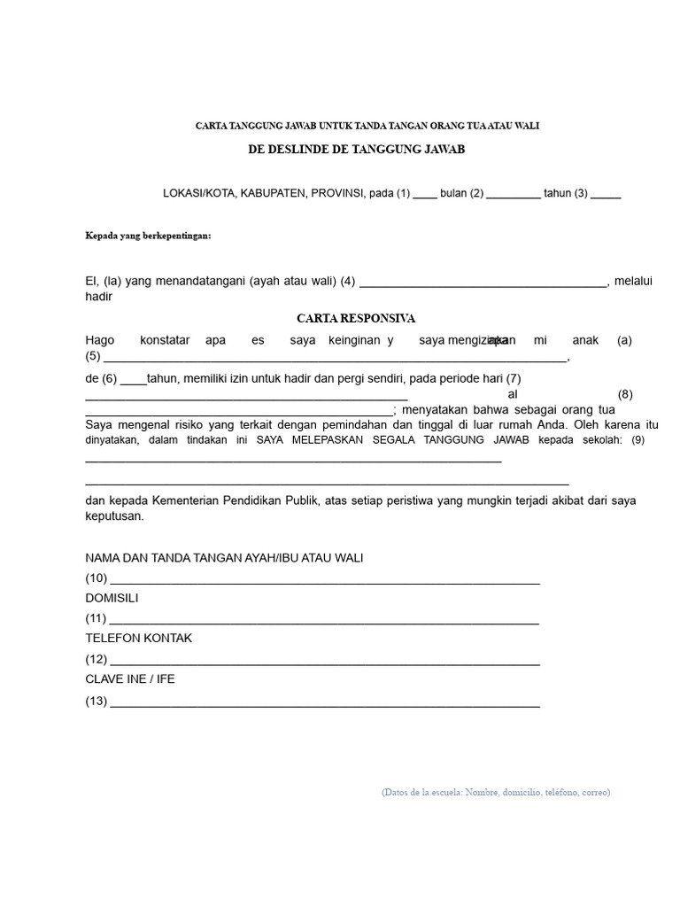 Format Surat Penyangkalan Tanggung Jawab | PDF