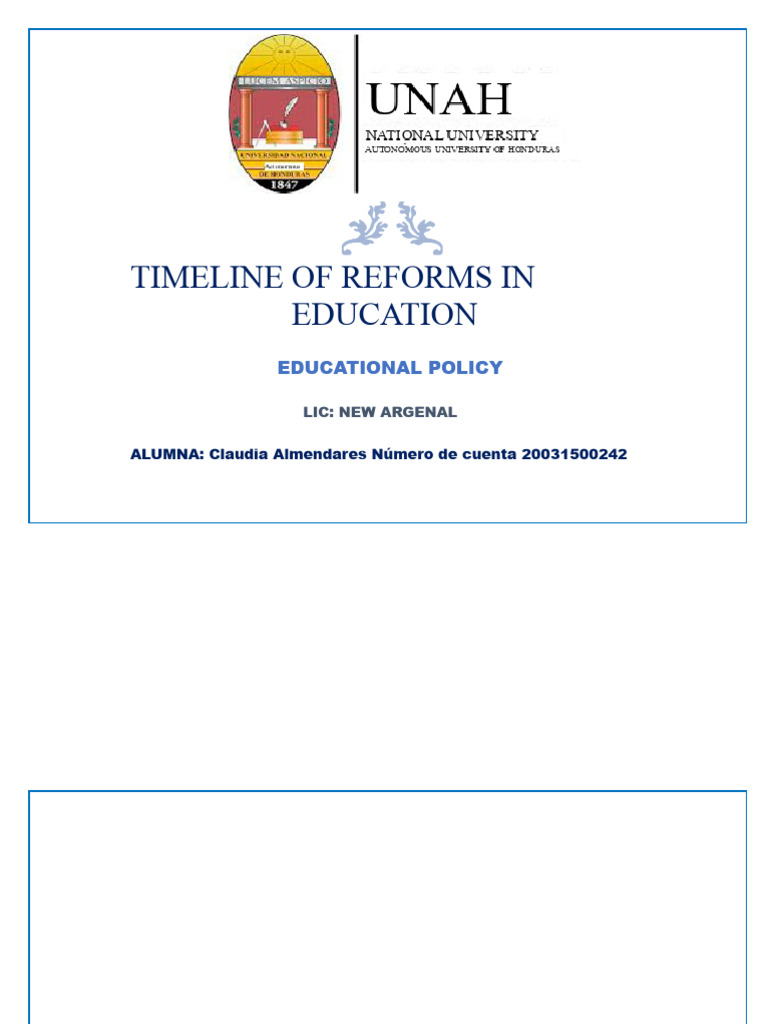 Timeline of Education Reforms in Honduras | PDF