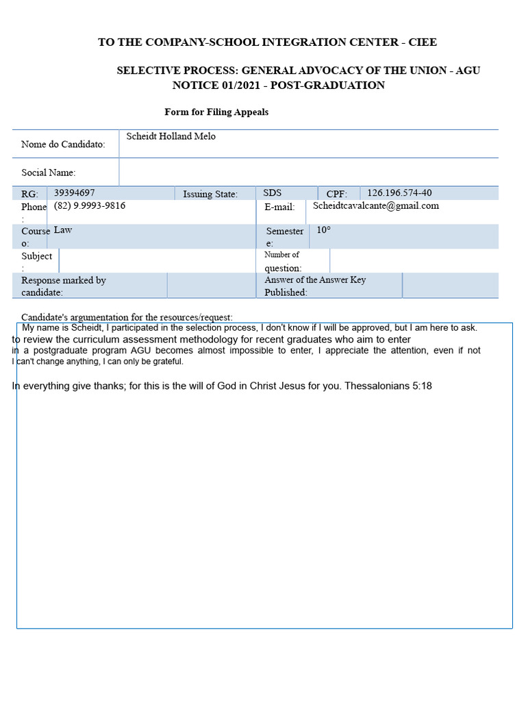 Form For Filing Appeals | PDF
