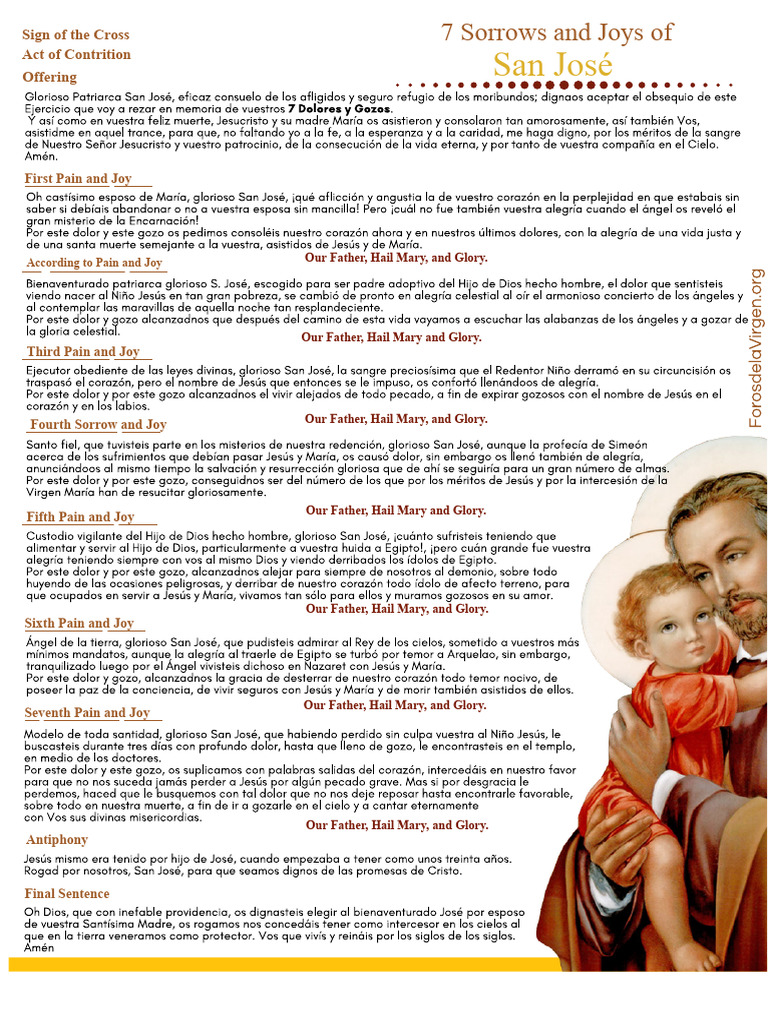 7 Joys and Sorrows of Saint Joseph | PDF