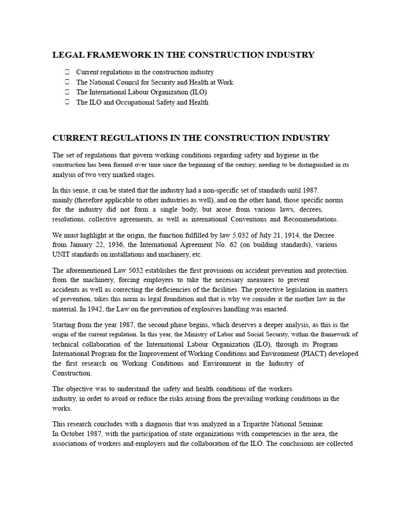 Legal Framework in the Construction Industry | PDF | Occupational ...