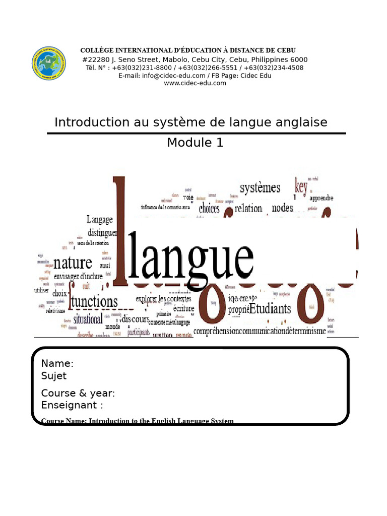 Introduction Au Système de La Langue Anglaise | PDF | Linguistique ...