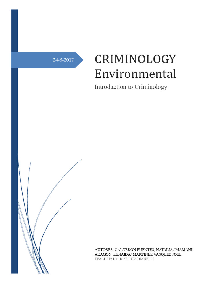 ENVIRONMENTAL CRIMINOLOGY MONOGRAPH.docx | PDF | Criminology | Crimes
