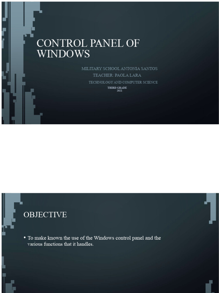 PRESENTATION ABOUT THE CONTROL PANEL | PDF | Microsoft Windows ...