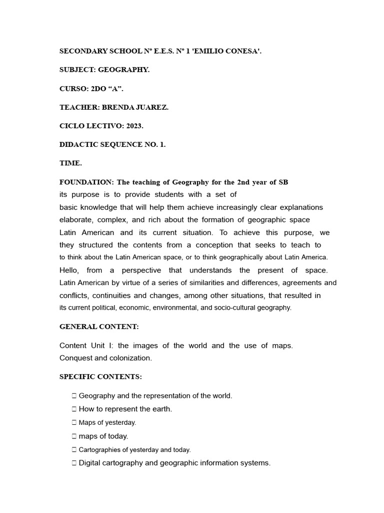 DIDACTIC SEQUENCE 1 | PDF | Geography | Cartography
