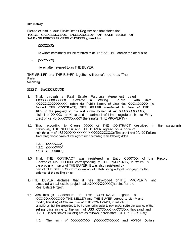 Total Cancellation of Real Estate Sale | PDF | Prices | Sales